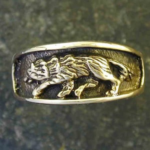 14K Gold Wolf Ring - Etsy