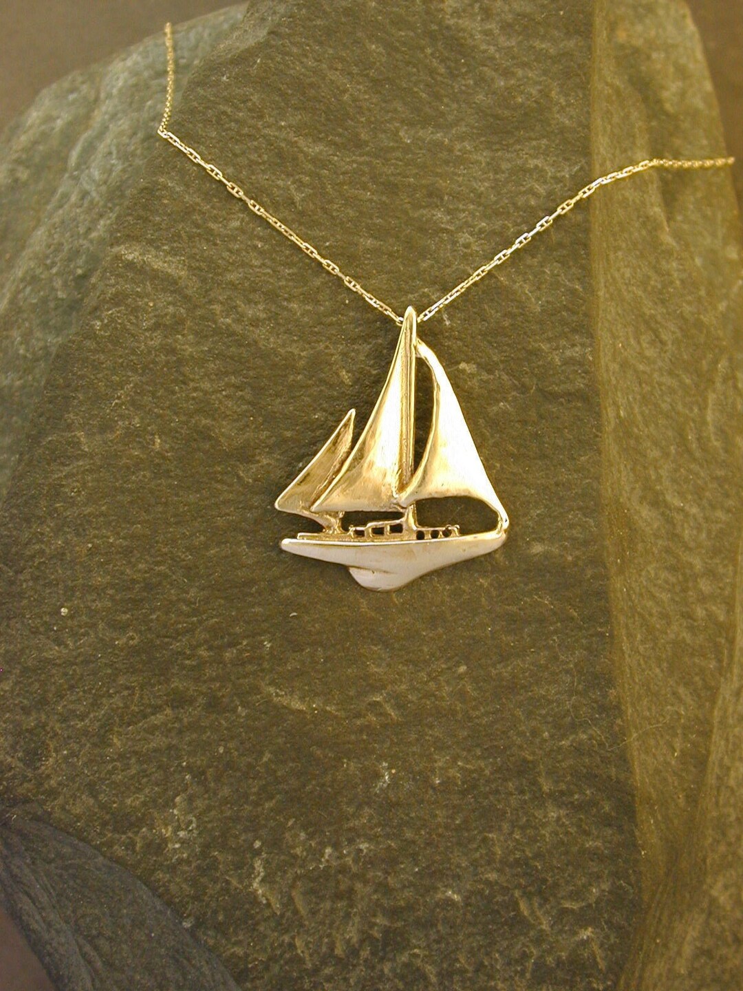 14K Gold Ketch Sailboat Pendant on a 14K Gold Chain - Etsy