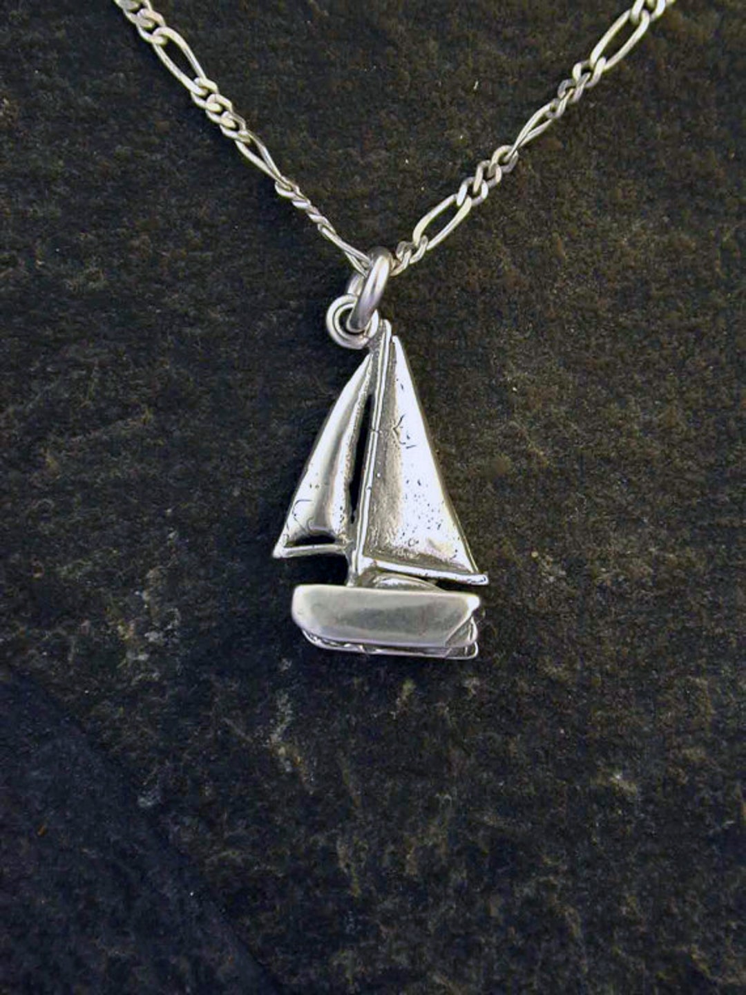 Sterling Silver Hobie Cat Sloop Sailboat Pendant on a Sterling Silver ...