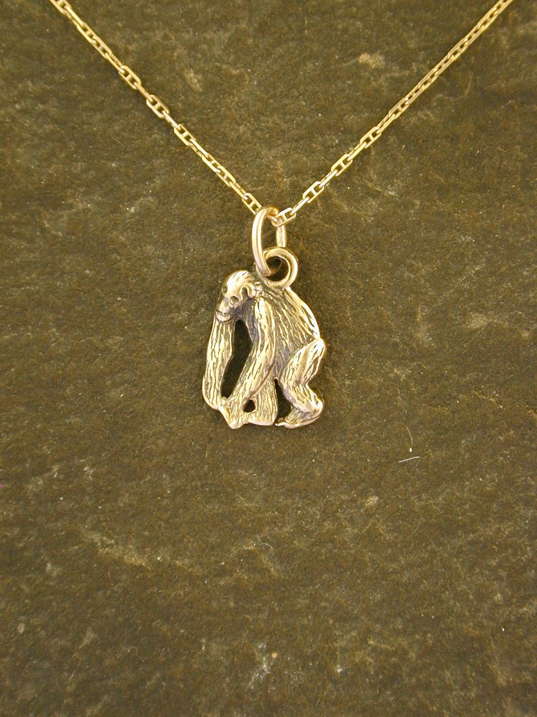 14K Gold Gorilla Pendant on a 14K Gold Chain. - Etsy