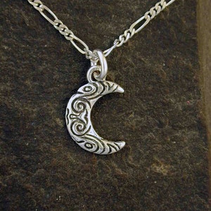 Sterling Silver Moon Pendant on a Sterling Silver Chain - Etsy