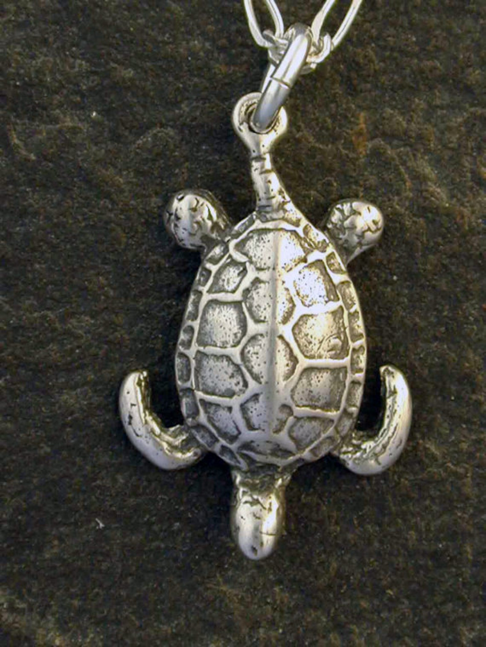 Sterling Silver Sea Turtle Pendant on a Sterling Silver Chain - Etsy