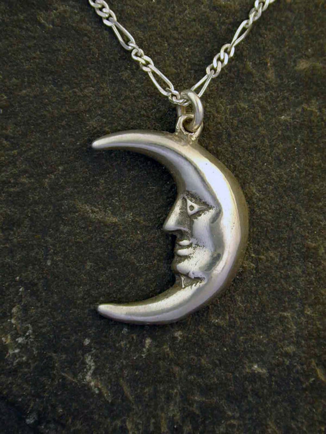 Sterling Silver Moon Pendant on a Sterling Silver Chain - Etsy