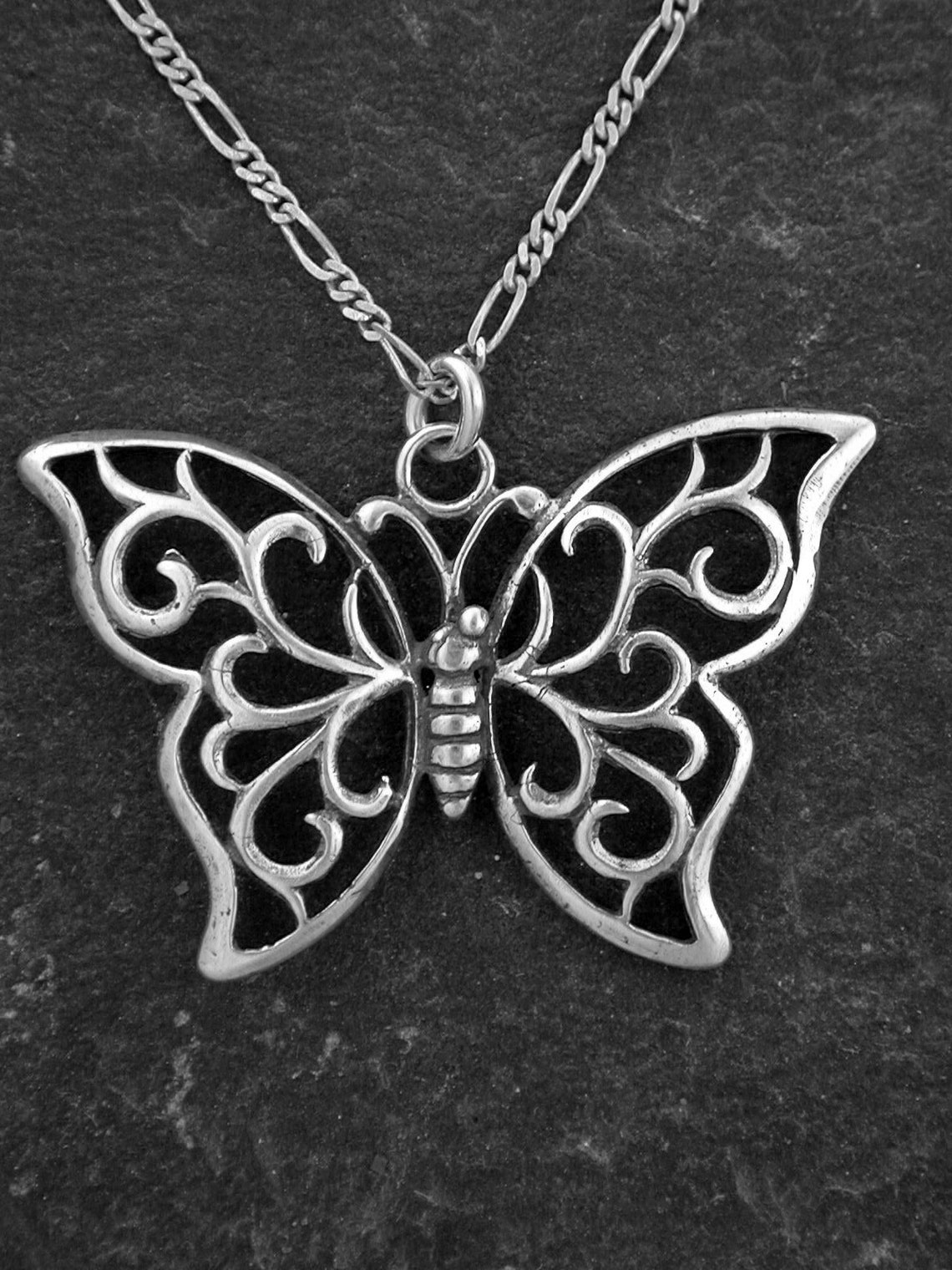 Sterling Silver Butterfly Pendant on a Sterling Silver Chain - Etsy