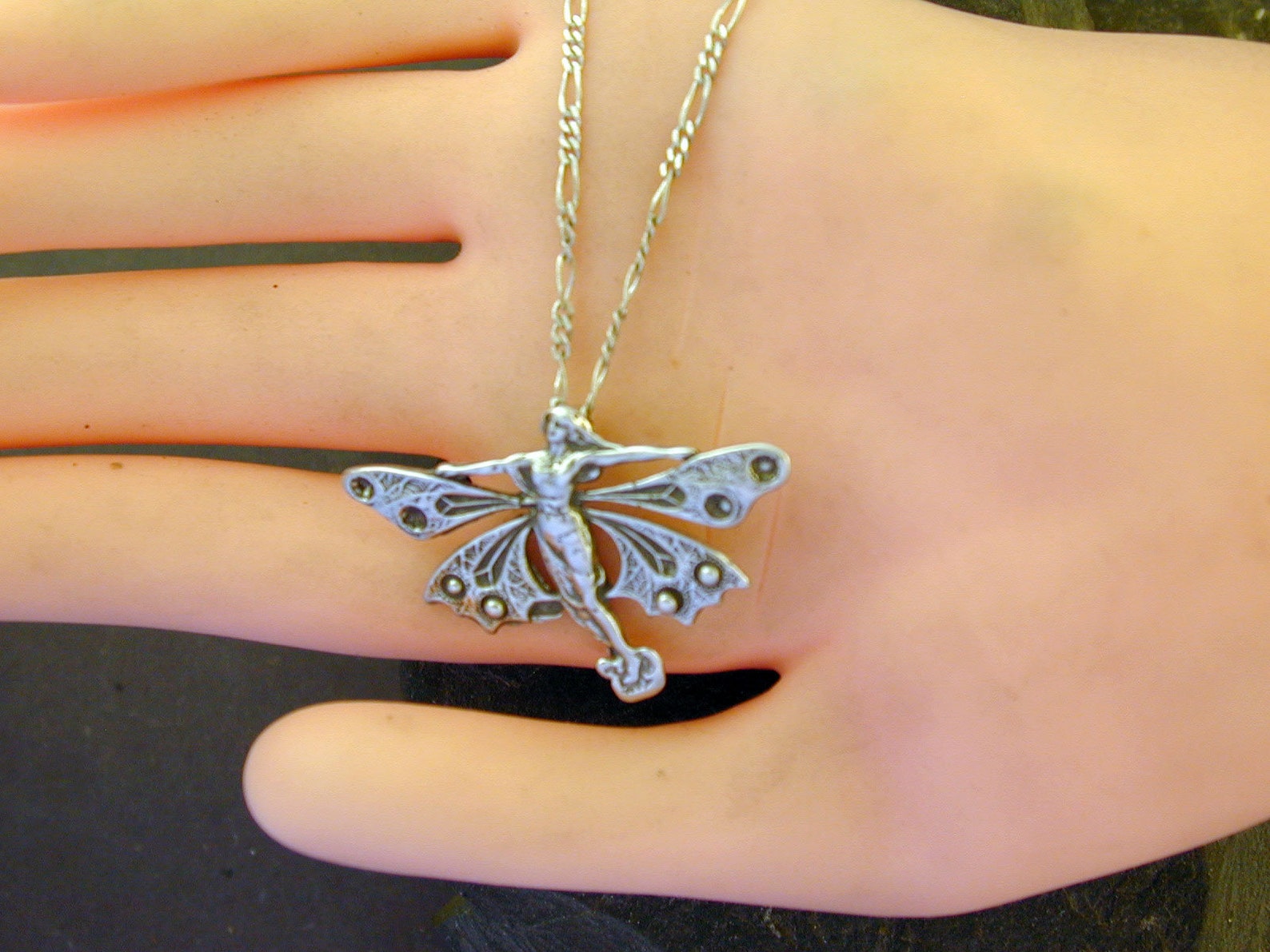 Sterling Silver Dragonfly Lady Pendant on Sterling Silver - Etsy