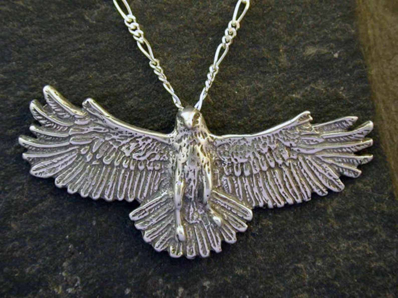 Sterling Silver Large Hawk Pendant With a Sterling Silver - Etsy