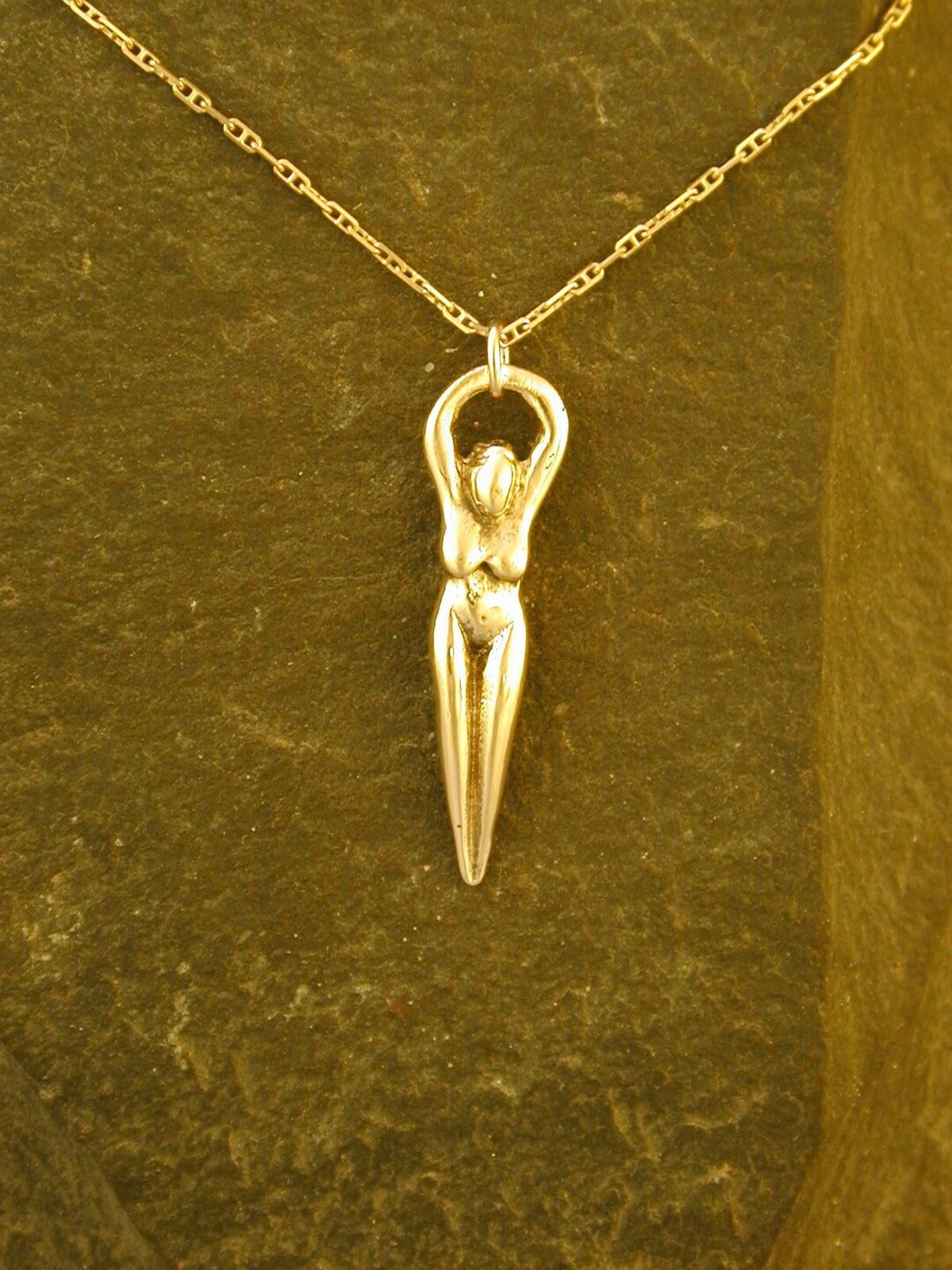 14K Gold Earth Goddess Pendant on a 14K Gold Chain - Etsy