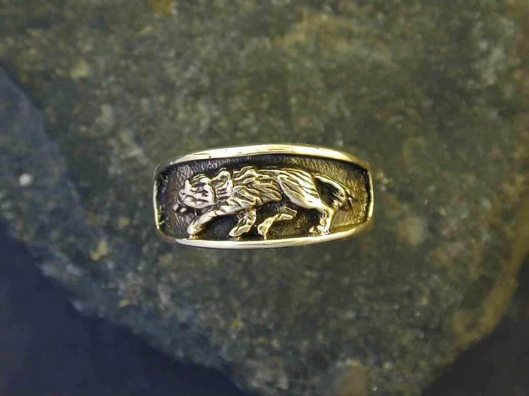 14K Gold Wolf Ring - Etsy