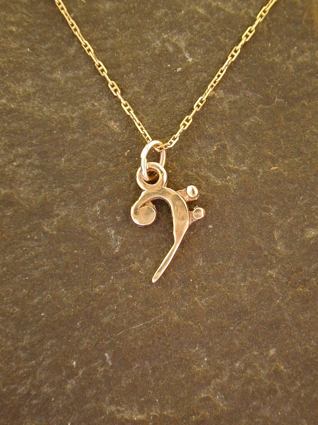 14K Gold Bass Clef Pendant on a 14K Gold Chain. - Etsy