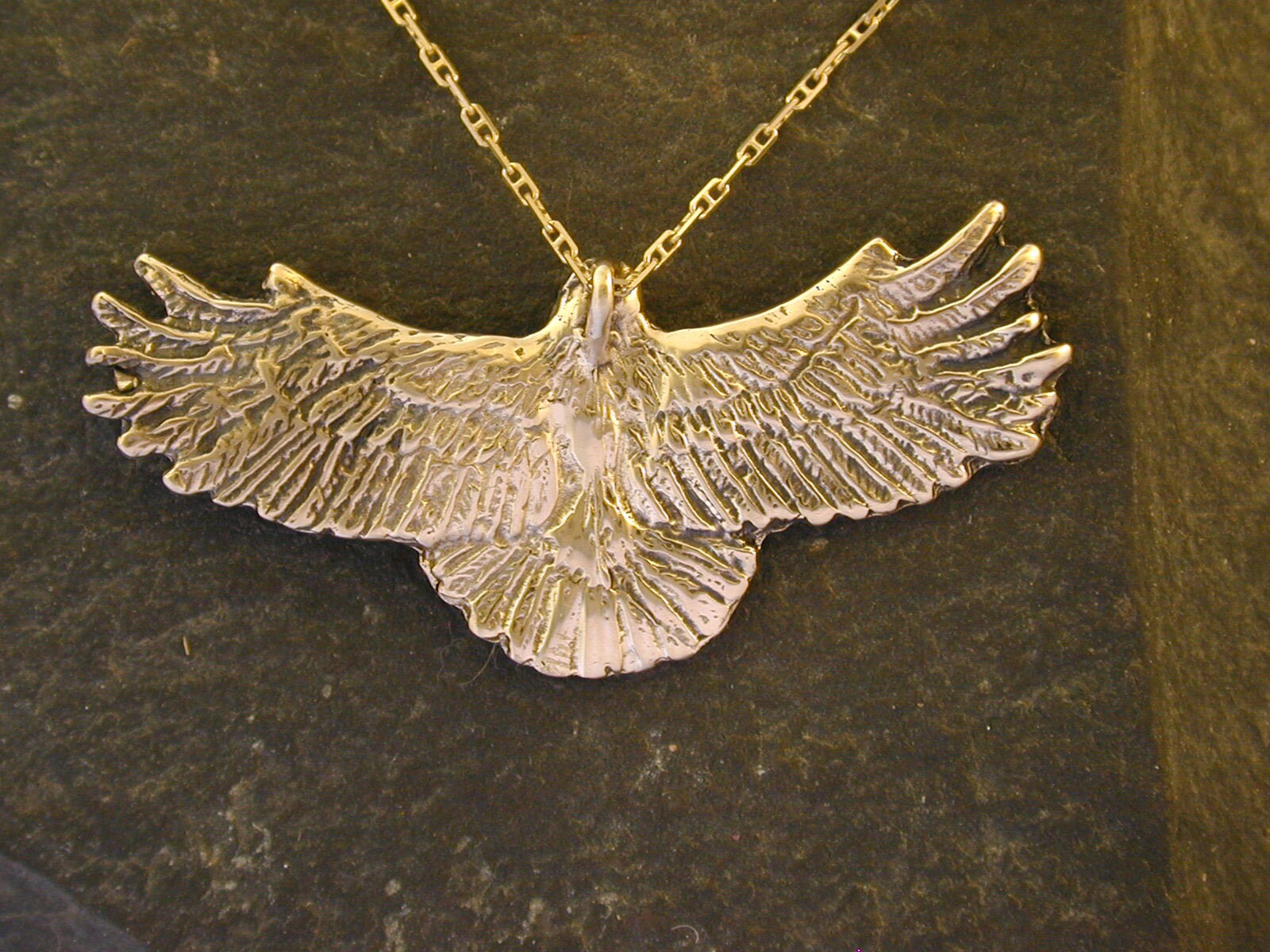 14K Gold Large Hawk Pendant With a 14K Gold Chain - Etsy