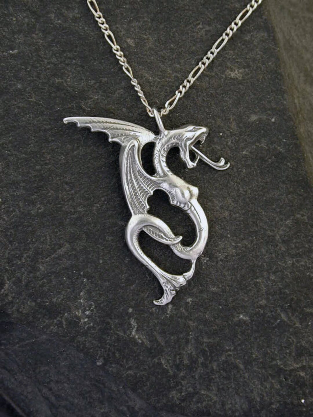 Sterling Silver Dragon (female) Pendant on a Sterling Silver Chain - Etsy