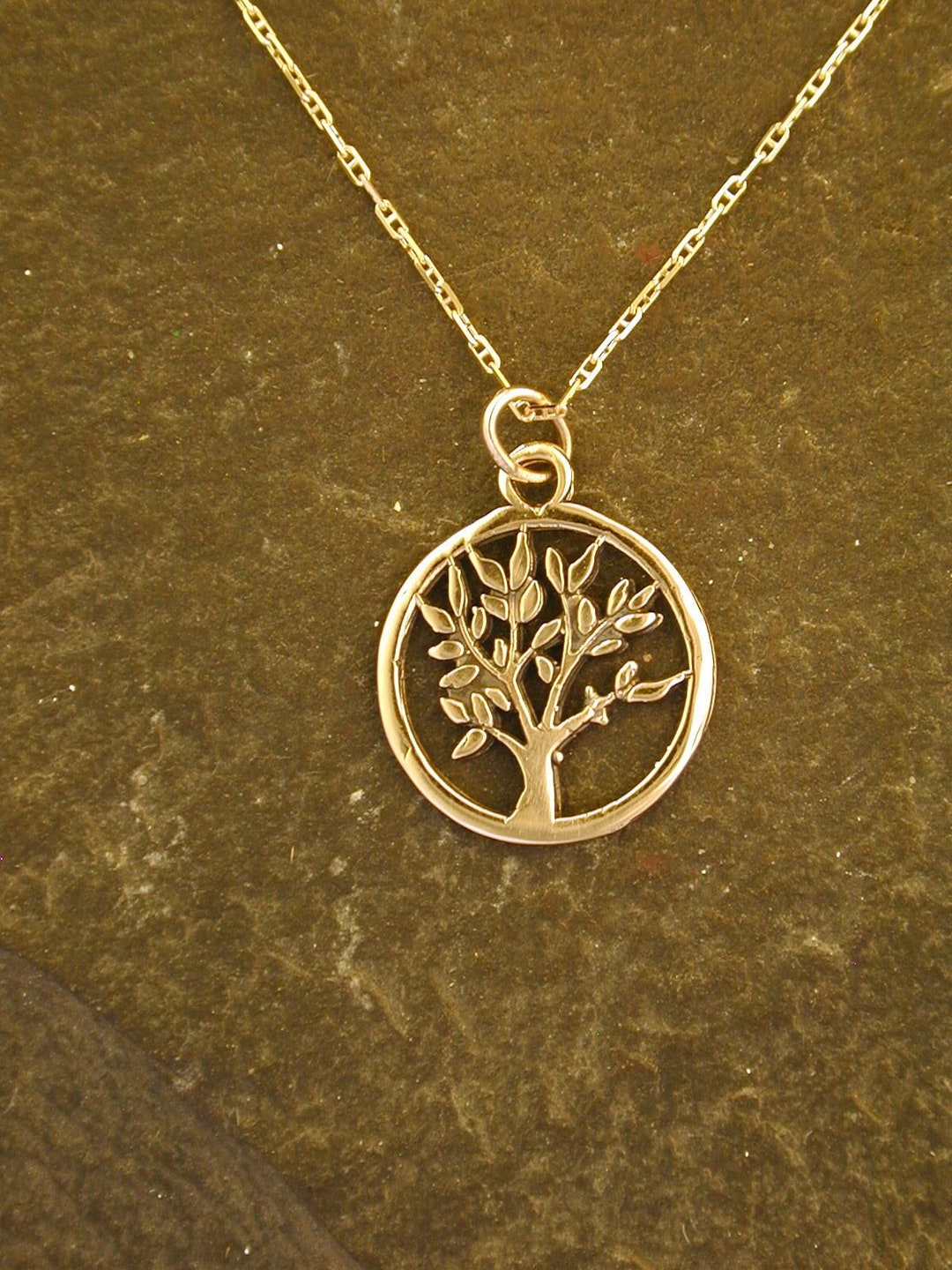 14K Gold Olive Tree Pendant on a 14K Gold Chain - Etsy