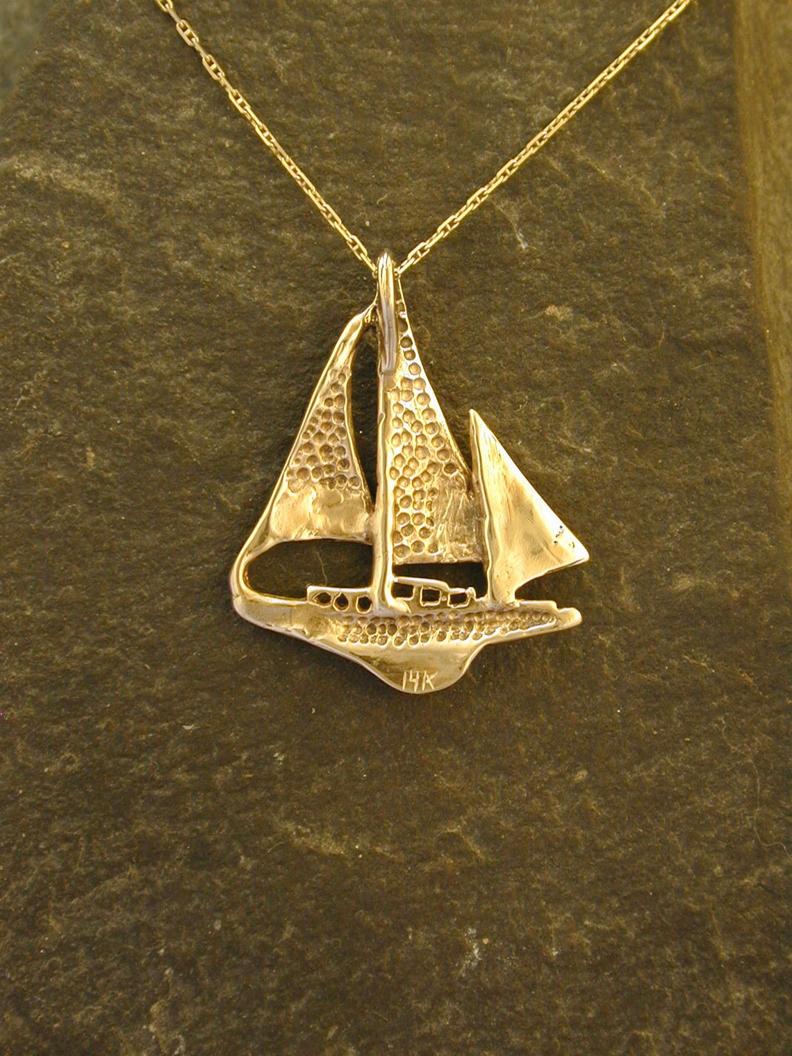 14K Gold Ketch Sailboat Pendant on a 14K Gold Chain - Etsy