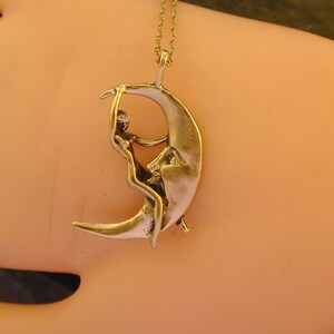 14K Gold Lady on the Moon Pendant on a 14K Gold Chain - Etsy