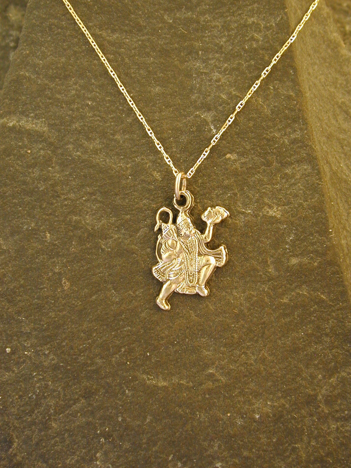 14K Gold Hindu God Hanuman Pendant on a 14K Gold Chain - Etsy