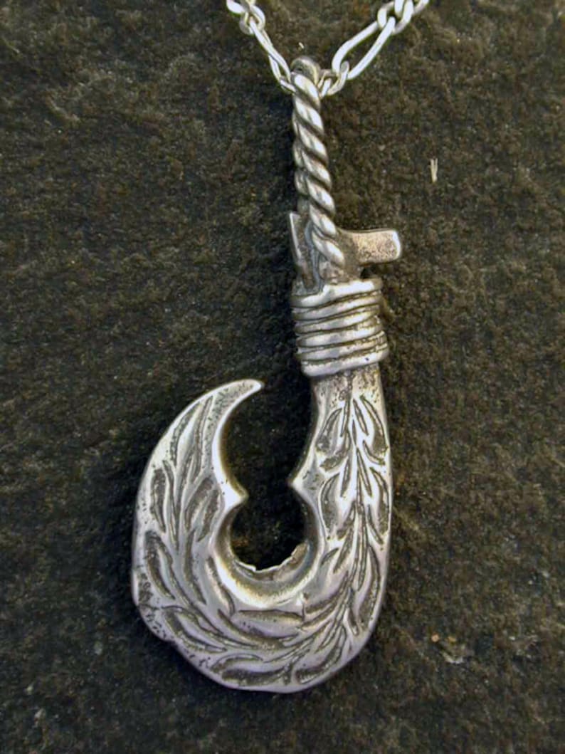 Sterling Silver Hawaiian Fish Hook Pendant on a Sterling - Etsy