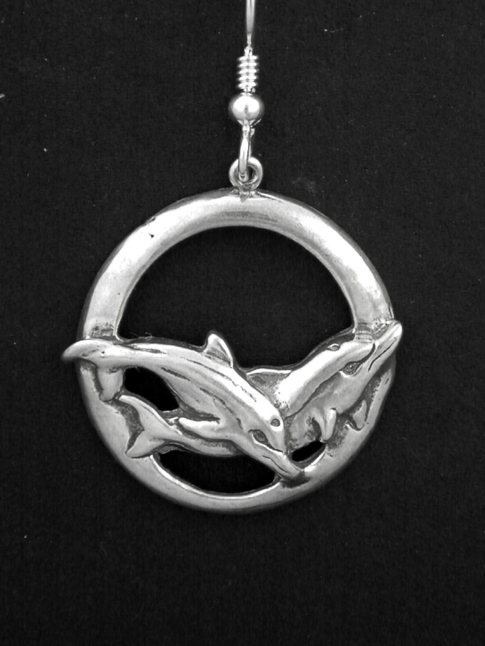 Sterling Silver Large Dolphin Earrings on Heavy Sterling Silver French ...