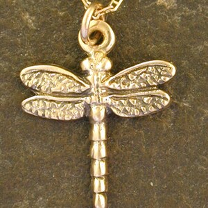 14K Gold Dragon Fly Pendant on a 14K Gold Chain - Etsy