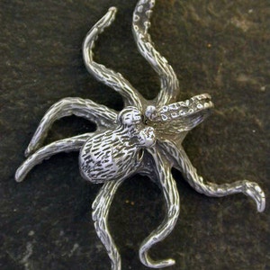 Sterling Silver Large Octopus Pendant on a Sterling Silver Chain - Etsy