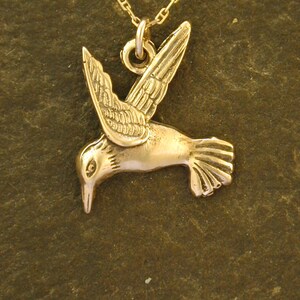 14K Gold Hummingbird Pendant on a 14K Gold Chain - Etsy