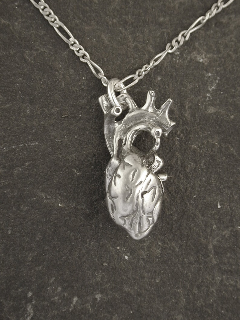 Sterling Silver Human Heart Pendant on a Sterling Silver Chain. - Etsy