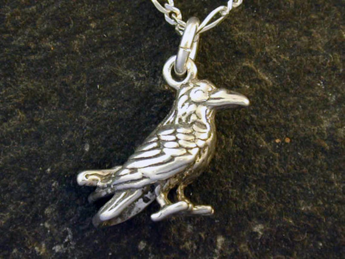 Sterling Silver Crow on Sterling Silver Chain - Etsy