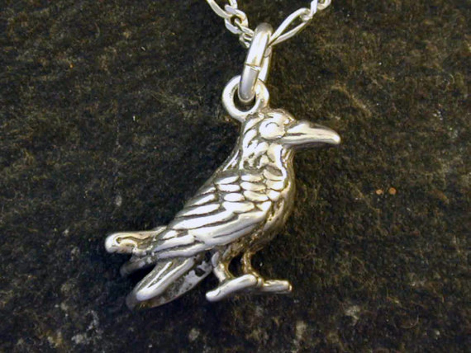 Sterling Silver Crow on Sterling Silver Chain - Etsy