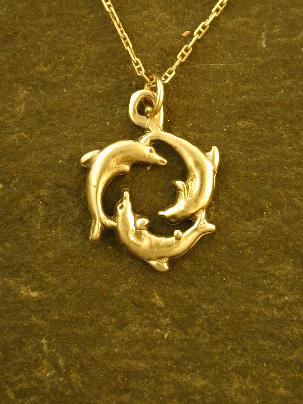 14K Gold Dolphins Pendant on a 14K Gold Chain - Etsy