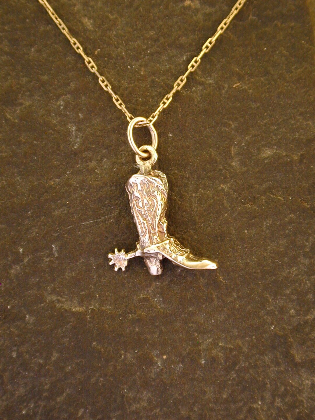 14K Gold Cowboy Boot Pendant on a 14K Gold Chain. - Etsy