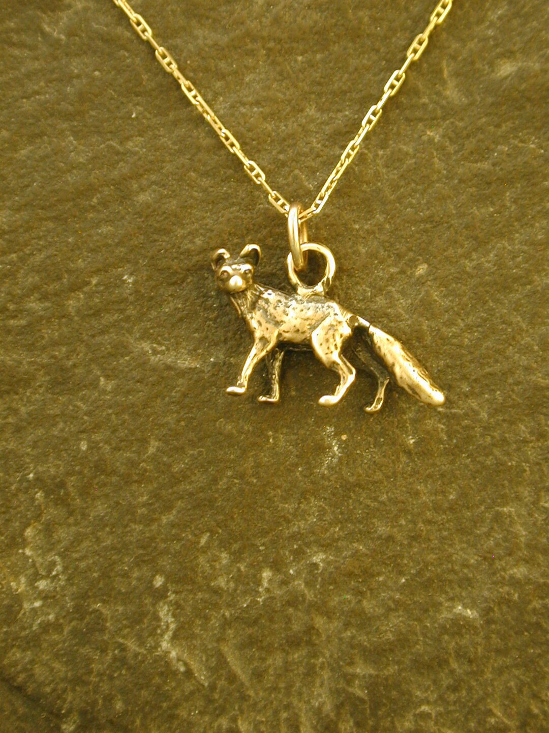 14K Gold Fox Pendant on a 14K Gold Chain. - Etsy UK