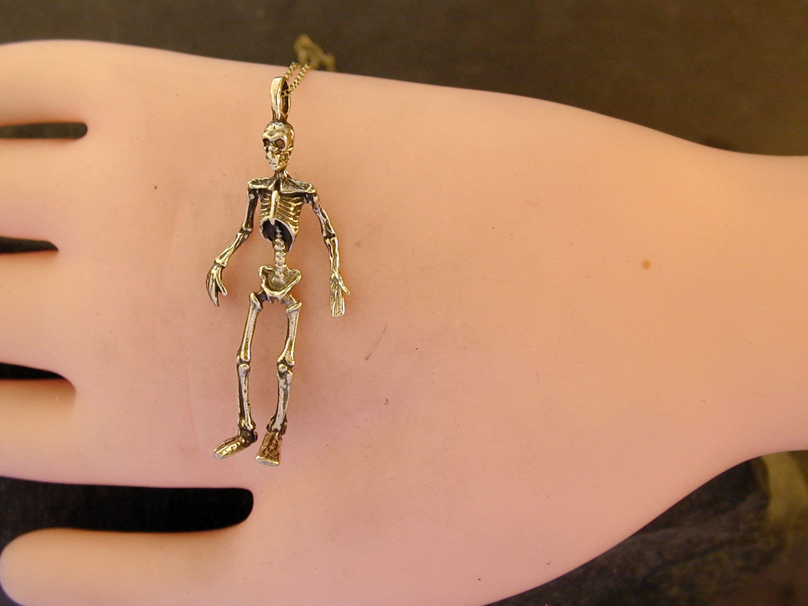 14K Gold Skeleton Pendant on a 14K Gold Chain - Etsy
