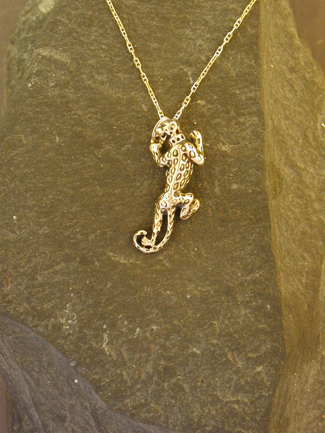 14K Gold Leopard Pendant on A14k Gold Chain - Etsy