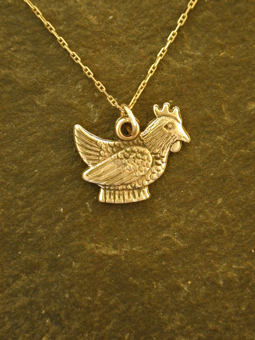 14K Gold Hen Chicken Pendant on a 14K Gold Chain - Etsy