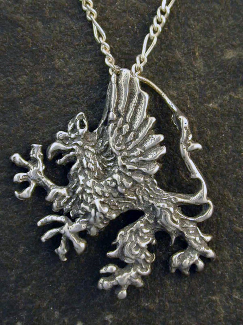 Sterling Silver Griffin Pendant on Sterling Silver Chain. - Etsy