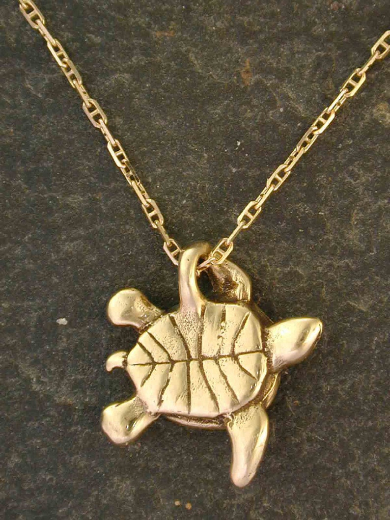 14K Gold Origianl Sea Turtle Pendant on a 14K Gold Chain - Etsy