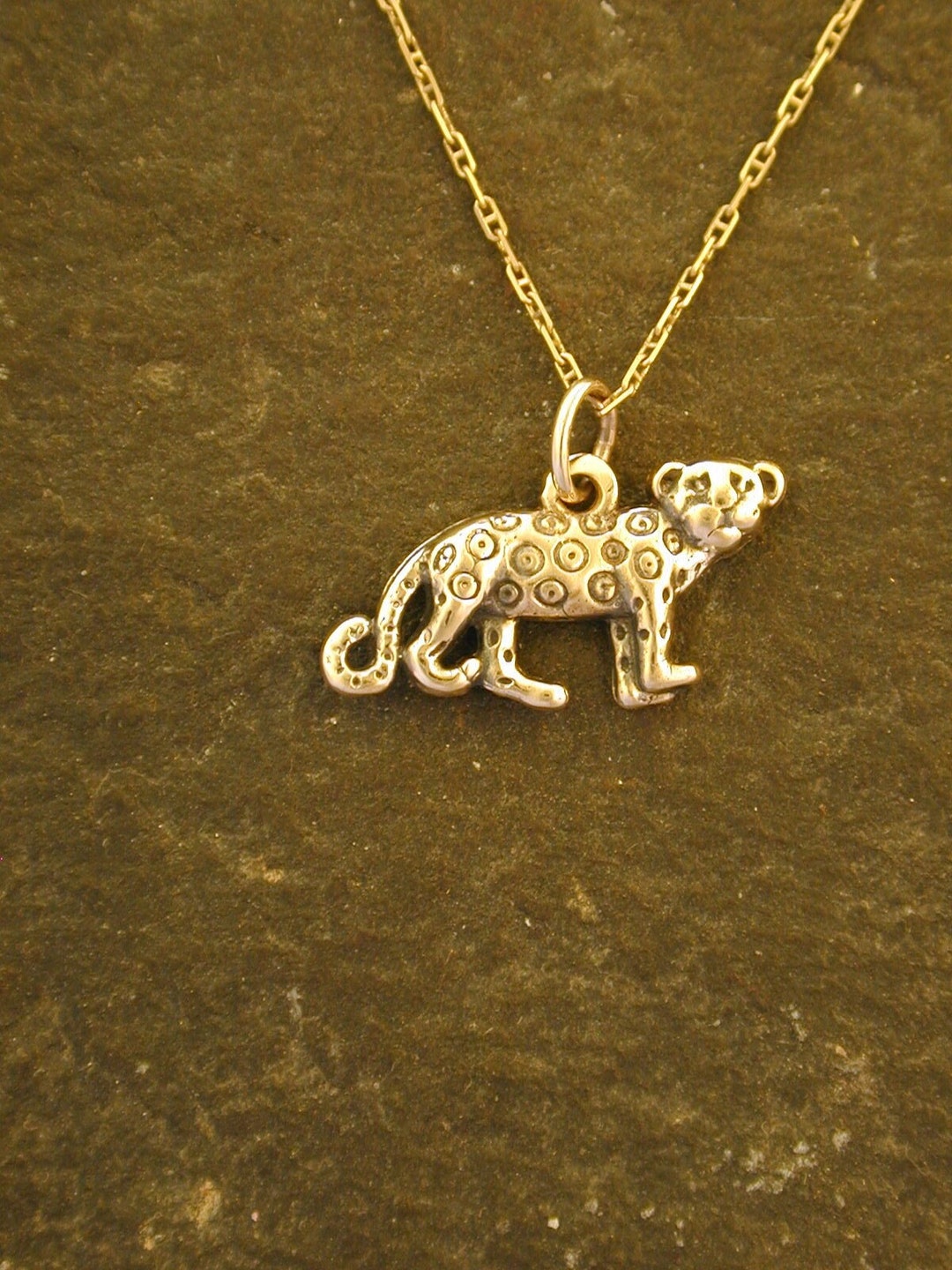 14K Gold Leopard Pendant on a 14K Gold Chain - Etsy