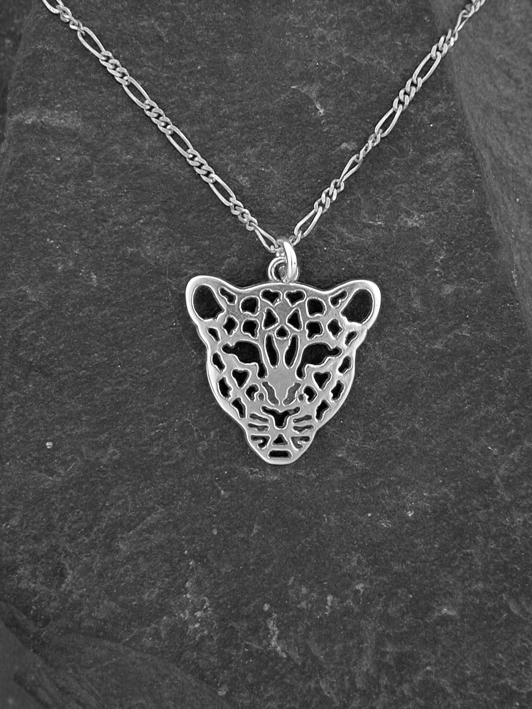 Sterling Silver Leopard Head Pendant on a Sterling Silver Chain - Etsy