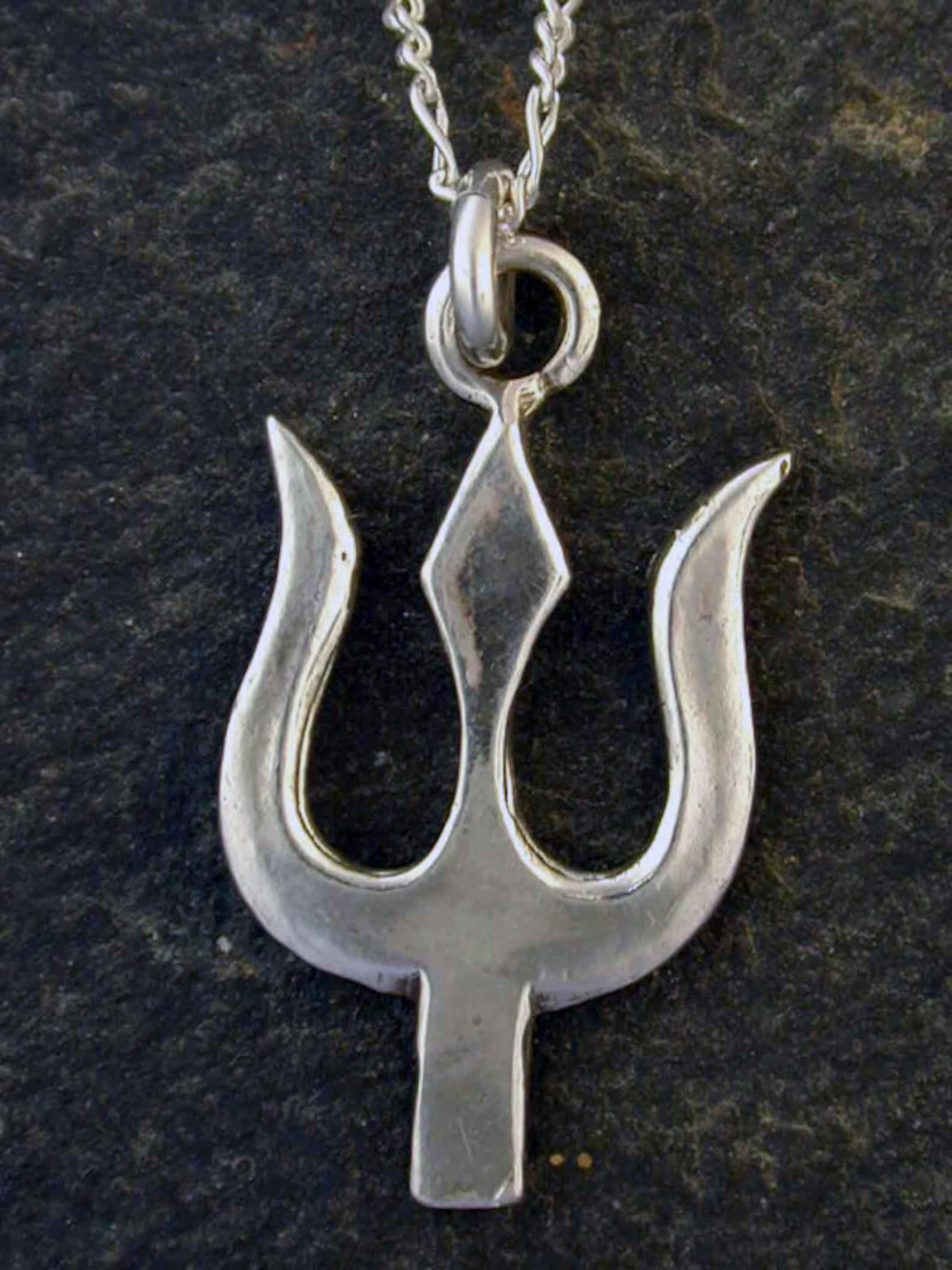 Sterling Silver Trident Pendant on Sterling Silver Chain. - Etsy