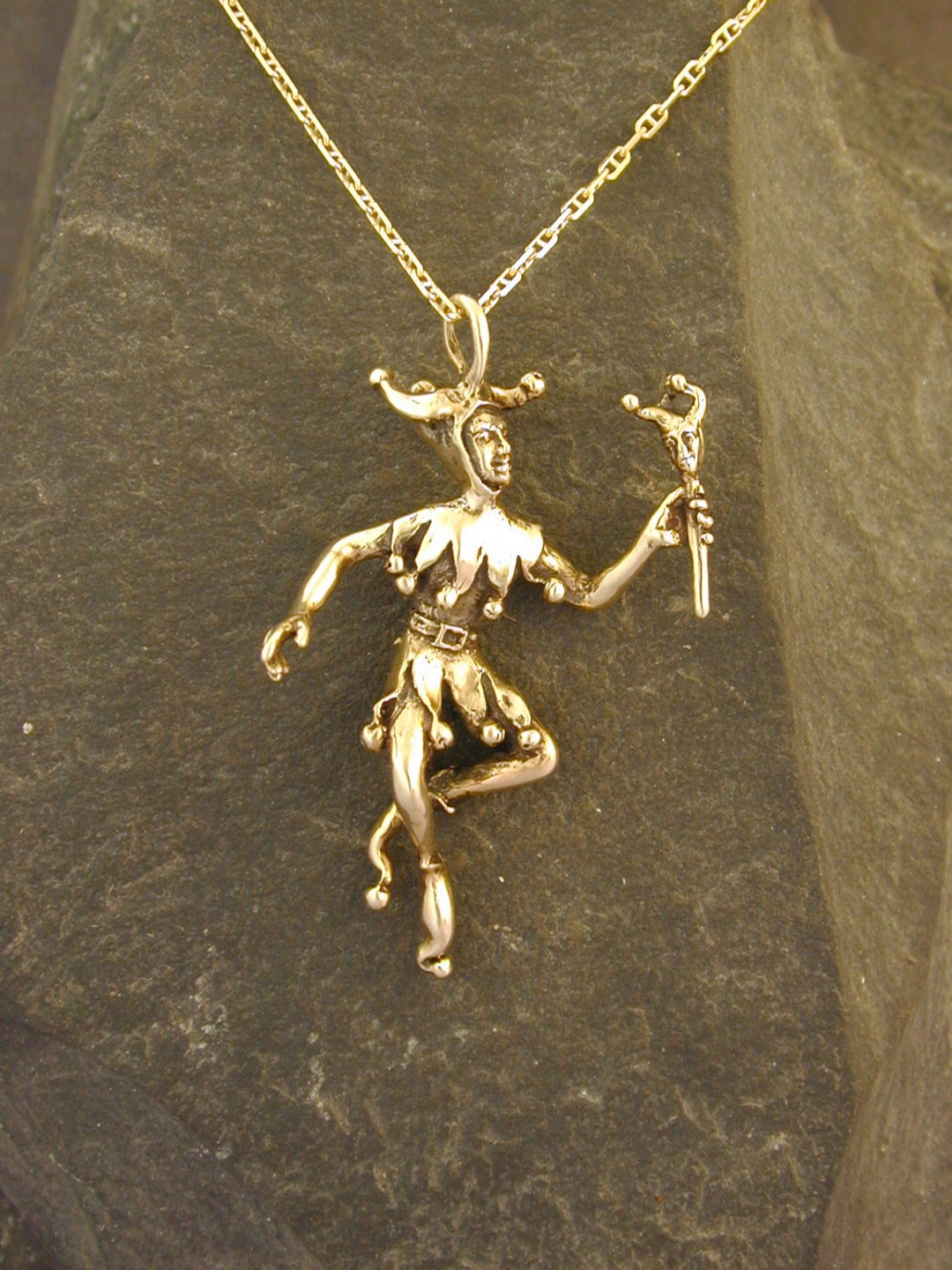 14K Gold Jester Pendant on a 14K Gold Chain - Etsy