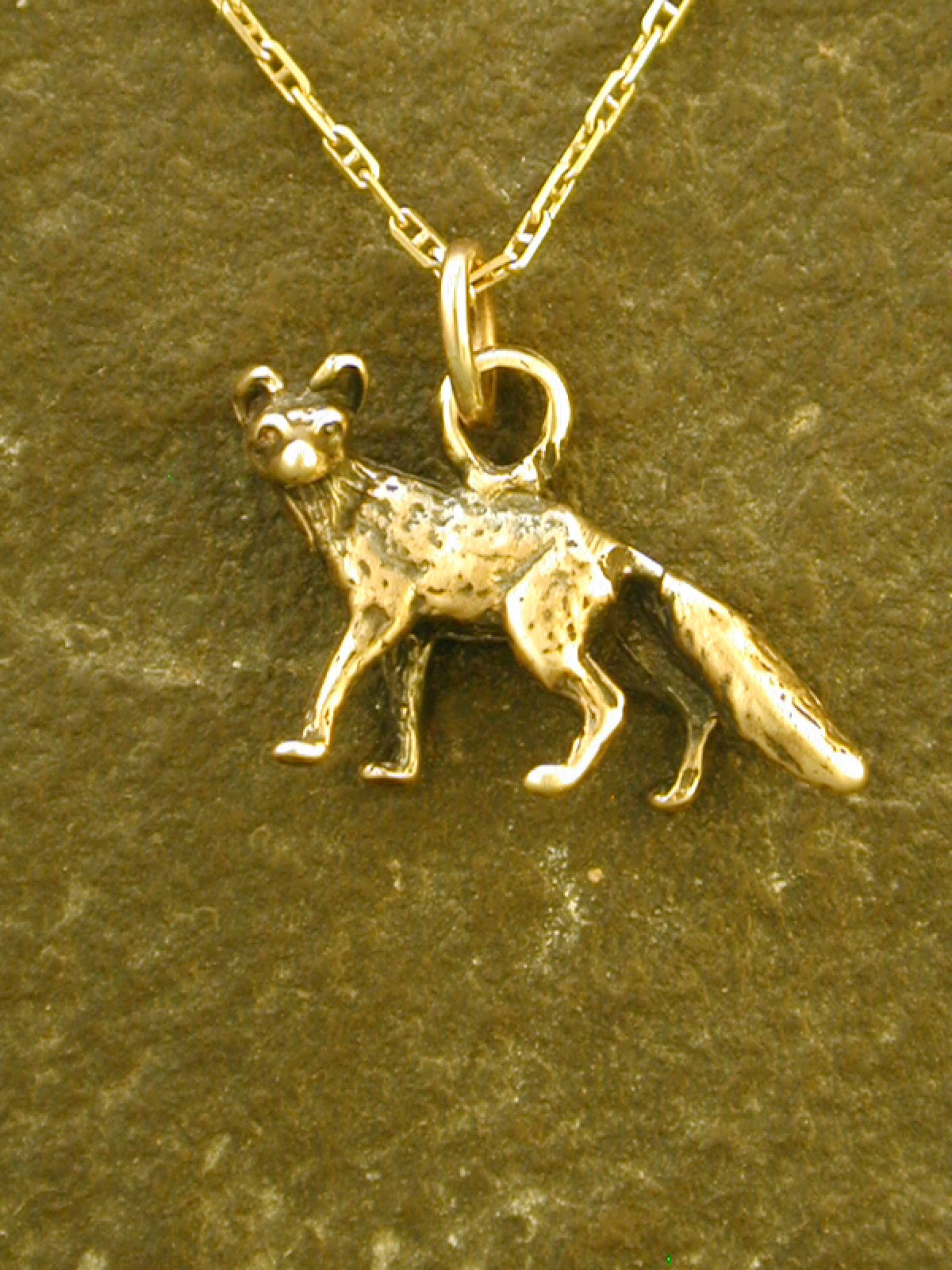 14K Gold Fox Pendant on a 14K Gold Chain. | Etsy