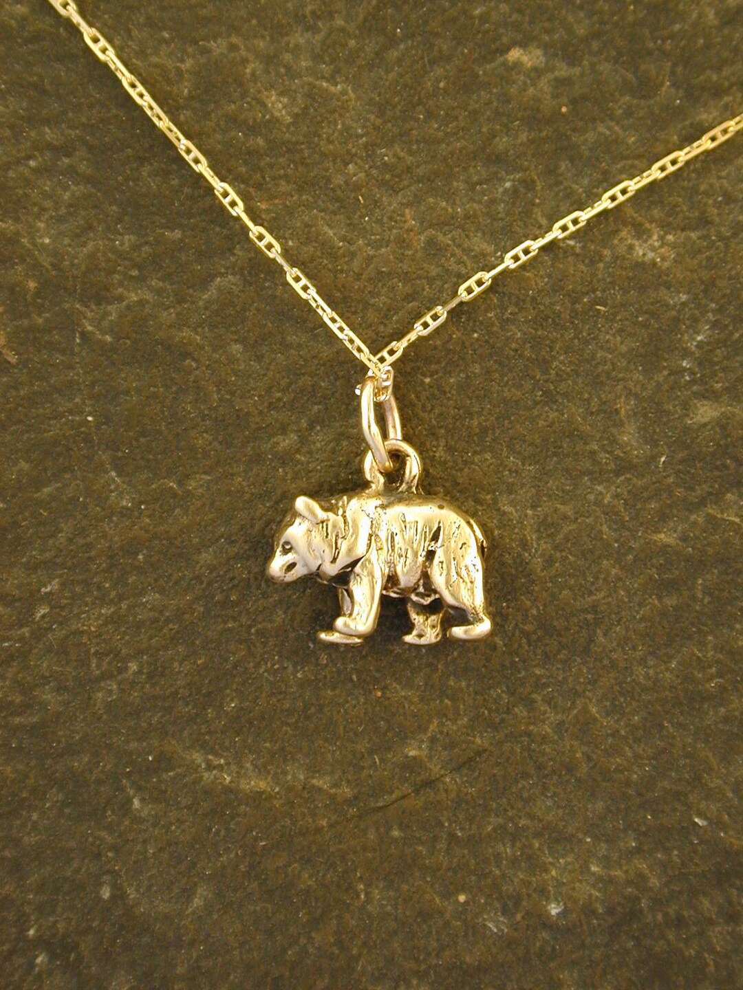 14K Gold Bear Pendant on a 14K Gold Chain. - Etsy