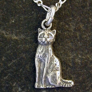Sterling Silver Cat Pendant on Sterling Silver Chain. - Etsy