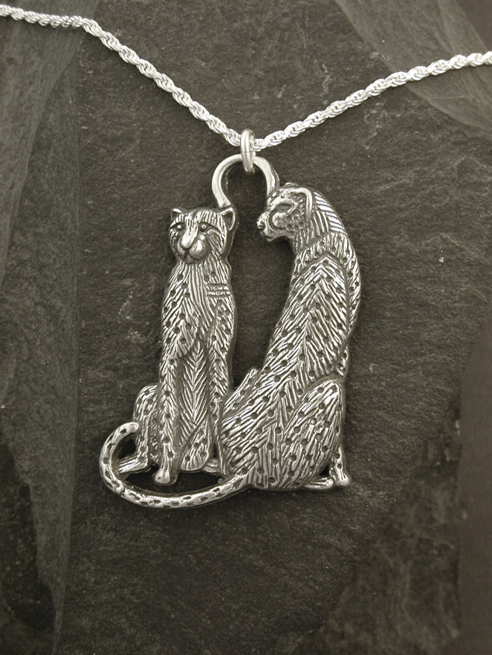 Sterling Silver Cheetah Pendant on a Sterling Silver Chain - Etsy