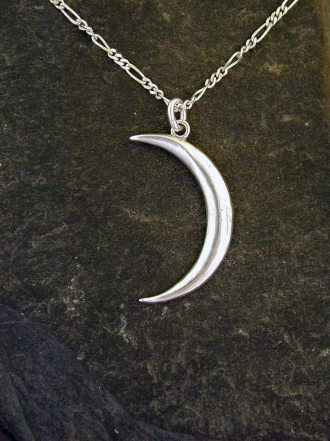 Sterling Silver Cresent Moon Pendant on a Sterling Silver Chain. - Etsy
