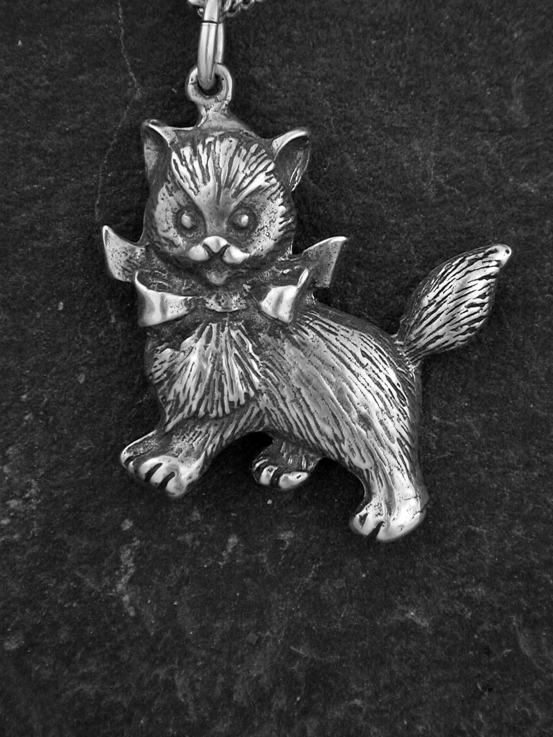 Sterling Silver Kitten Cat Pendant on Sterling Silver Chain. - Etsy