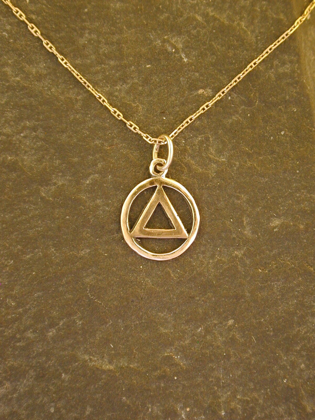 14K Gold Alcoholic Anonymous AA Pendant on a 14K Gold Chain. - Etsy