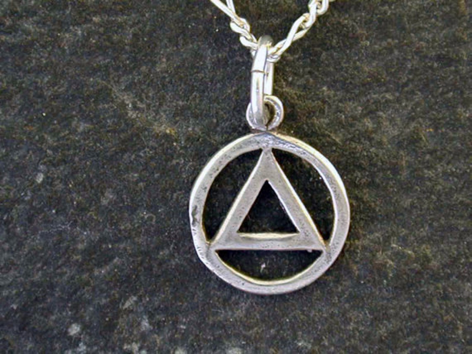 Sterling Silver Alcoholic Anonymous AA Pendant on a Sterling - Etsy