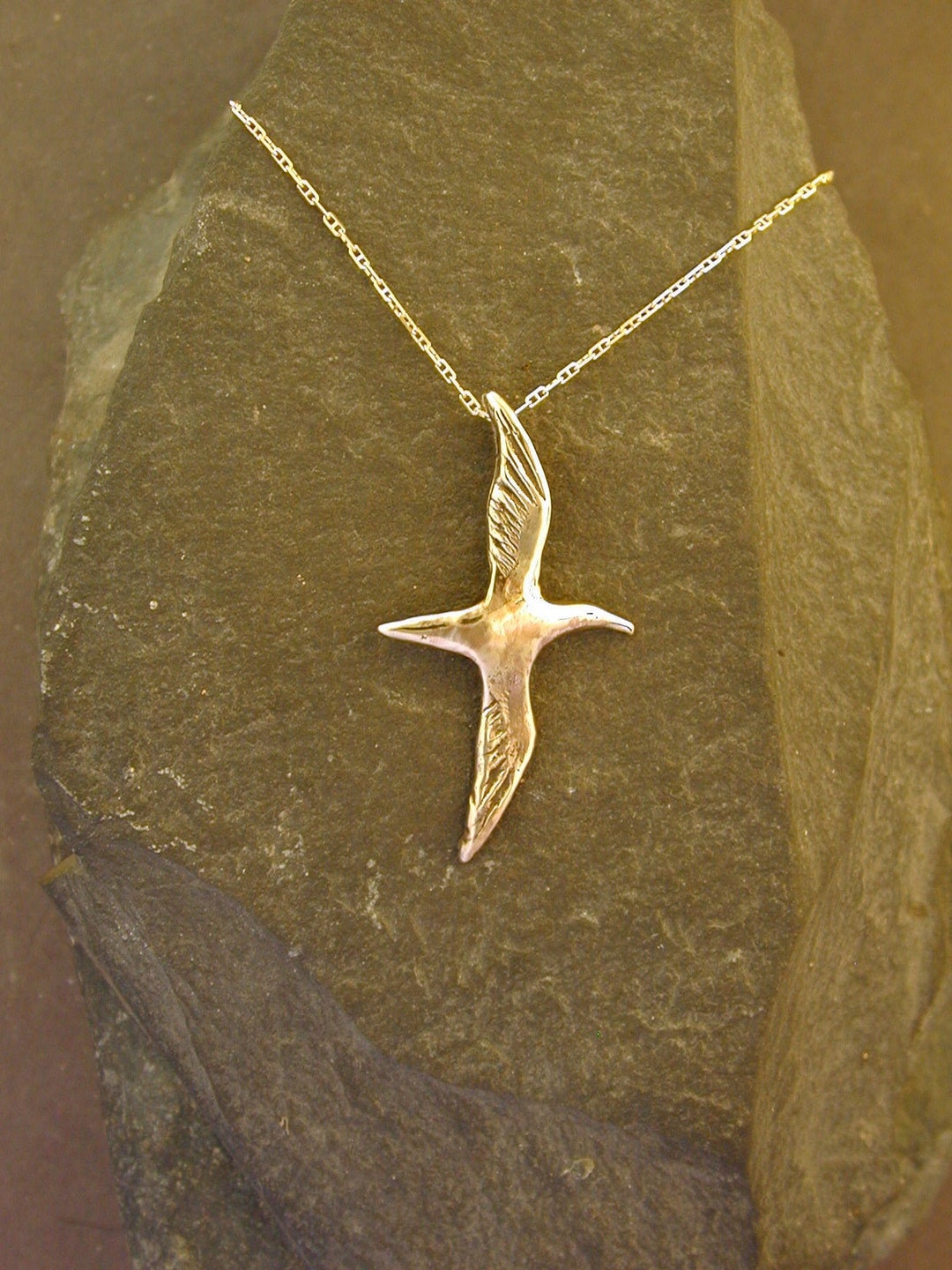 14K Gold Albatros Pendant on a 14K Gold Chain - Etsy