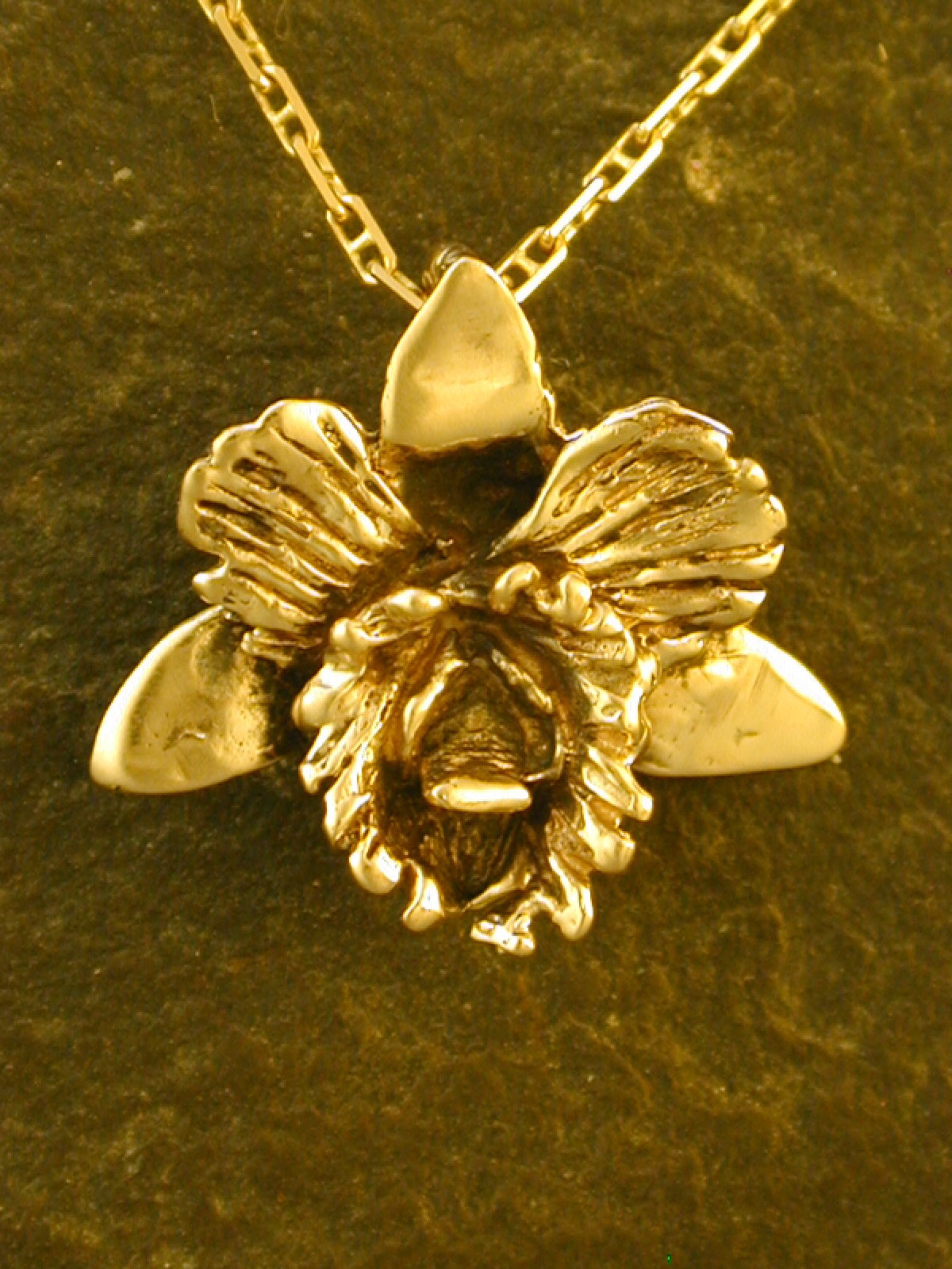 14K Gold Original Catalaya Orchid Pendant on a 14K Gold Chain - Etsy