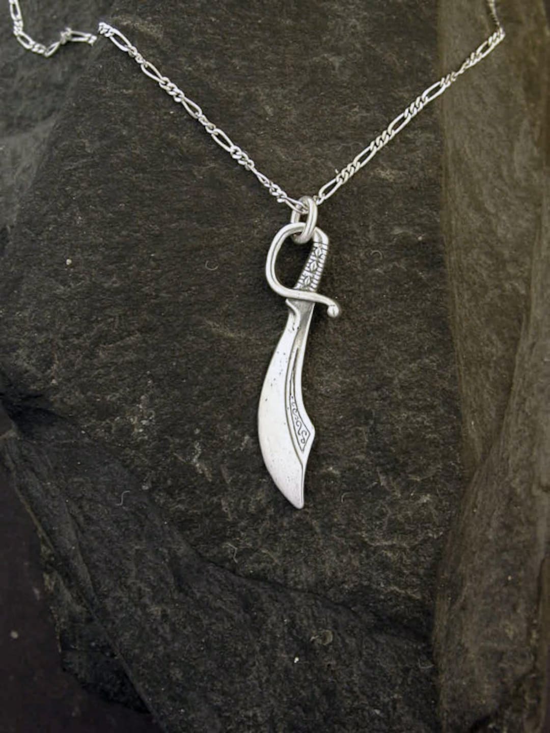 Sterling Silver Scimitar Sword Pendant on a Sterling Silver Chain - Etsy